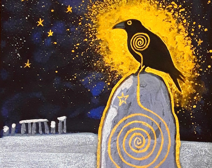 Raven King, Raven Print, Standing Stone, Pagan, Mystical Art, Raven - Etsy