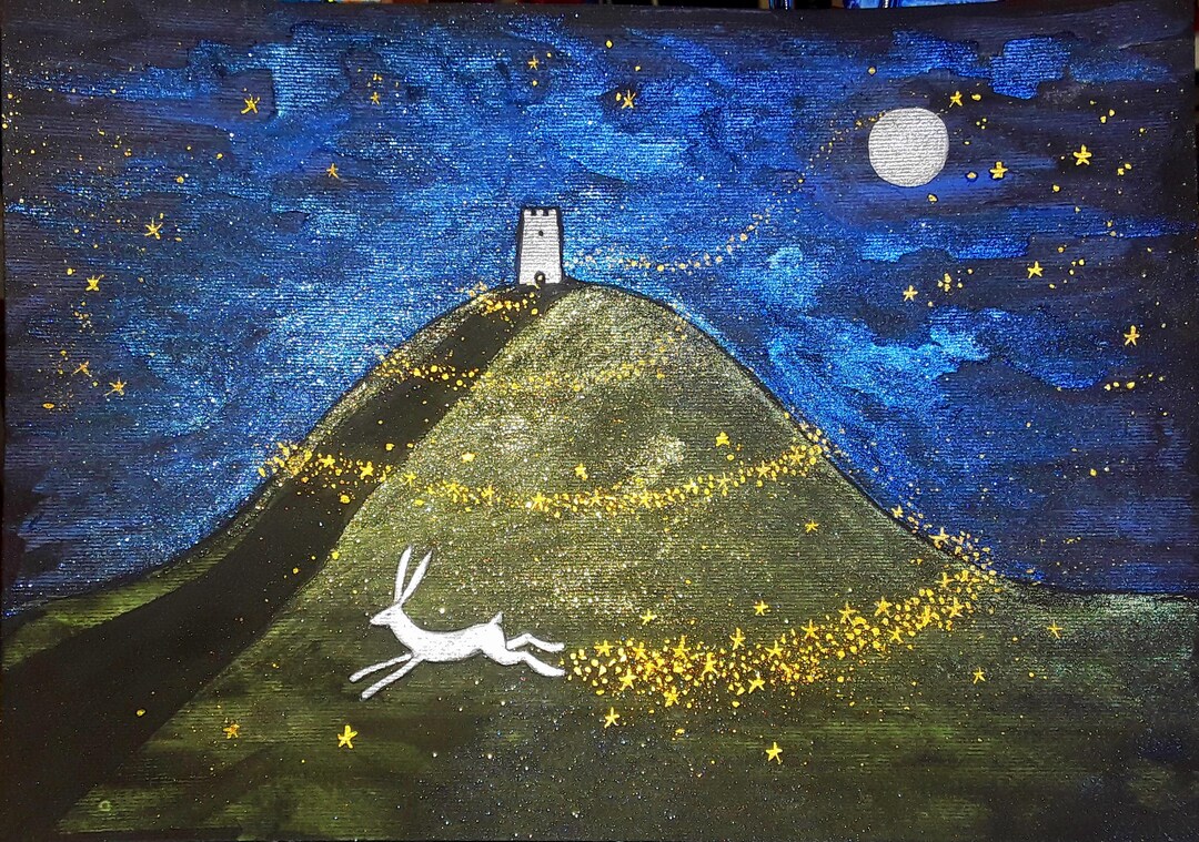 Avalon Solstice Eve , A4 Print, Summer Solstice, Glastonbury Tor, Pagan ...