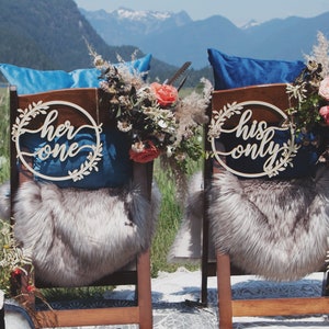 Her One His Only Chair Signs Wedding Chair Signs Wood Sign - Etsy