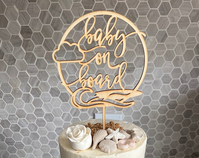 Baby on Board Cake Topper, Surfboard Cake Topper, Nautical Baby Shower ...