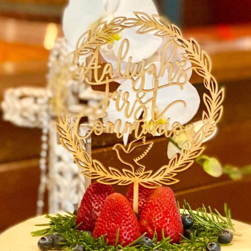 First Communion Cake Topper Personalized God Bless Cake - Etsy