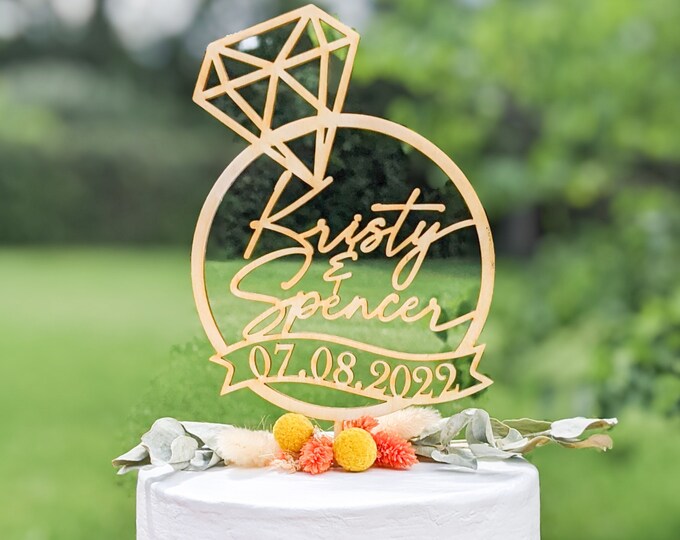 Personalized Engagement Cake Topper, Engaged Cake Topper, Engagement ...