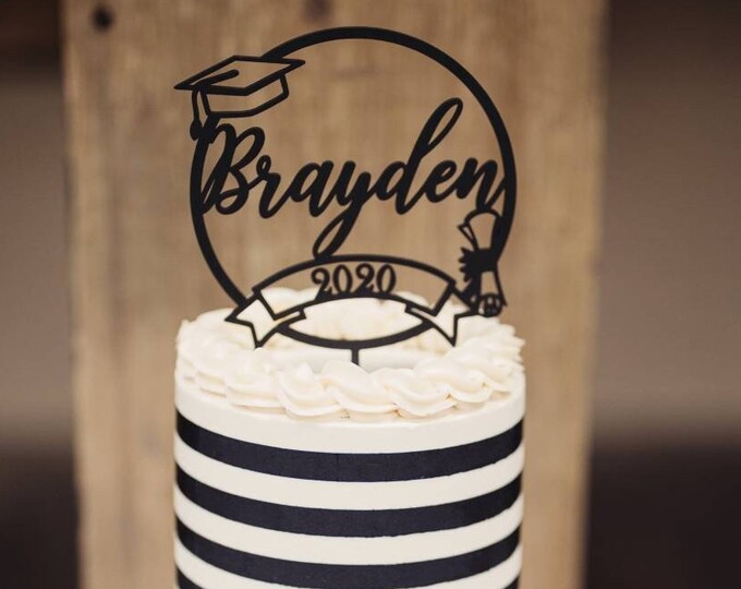 Congrats Cake Topper Graduation Custom Cake Topper Graduation Gold Cake ...