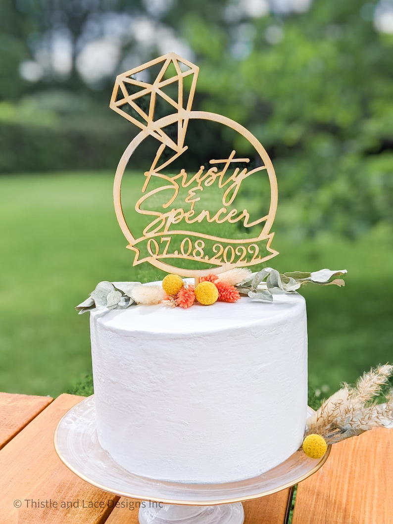 Personalized Engagement Cake Topper Engaged Cake Topper - Etsy