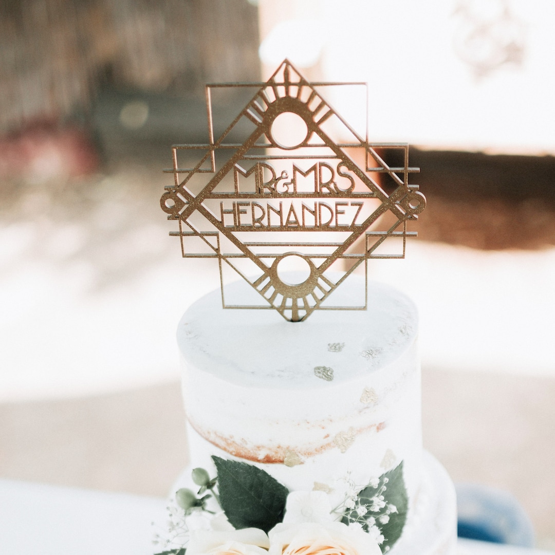 Custom Art Deco Cake Topper, Vintage Wedding Cake Topper, Spring ...