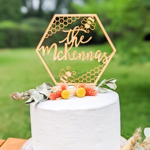 Bee Wedding Cake Topper, Custom Cake Topper, Unique Cake Topper, Rustic ...