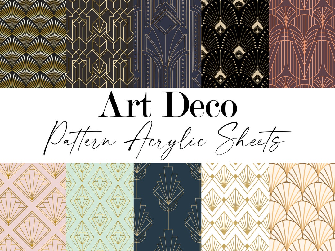 Art Deco Printed Acrylic Sheets, Seamless Pattern Acrylic Sheet, Laser ...