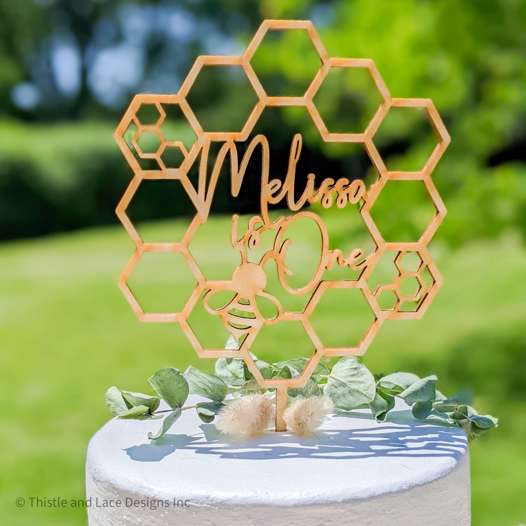 Bee First Birthday Cake Topper, Bumble Bee Birthday Cake Topper, Happy ...