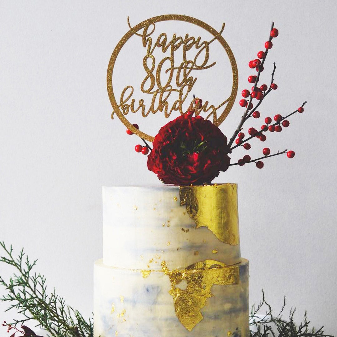 Happy 80th Birthday Cake Topper, 80th Birthday Decorations, 80th Cake ...