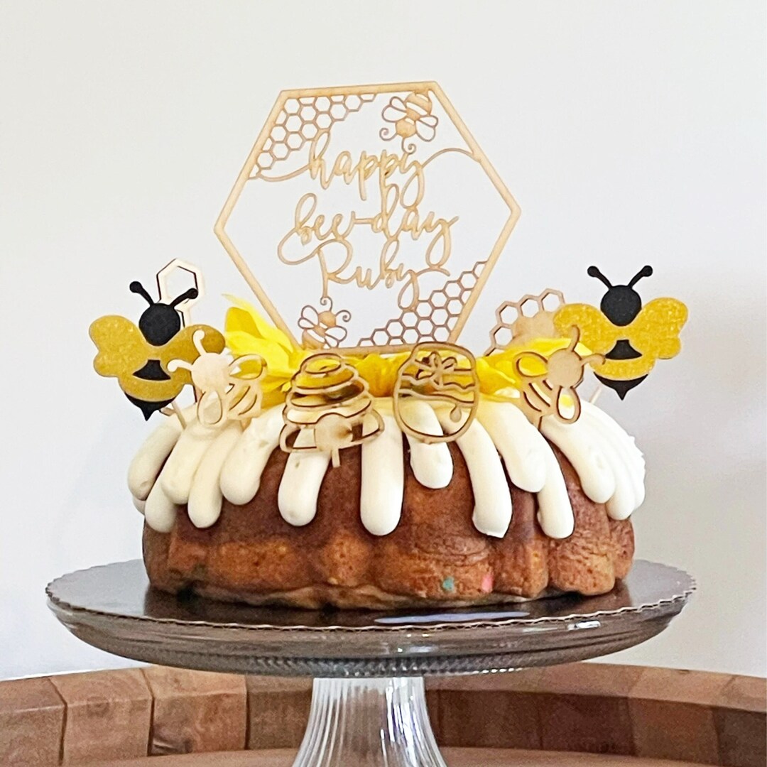 Bee Custom Cake Topper, Bumble Bee Birthday Cake Topper, Bee Day Cake ...