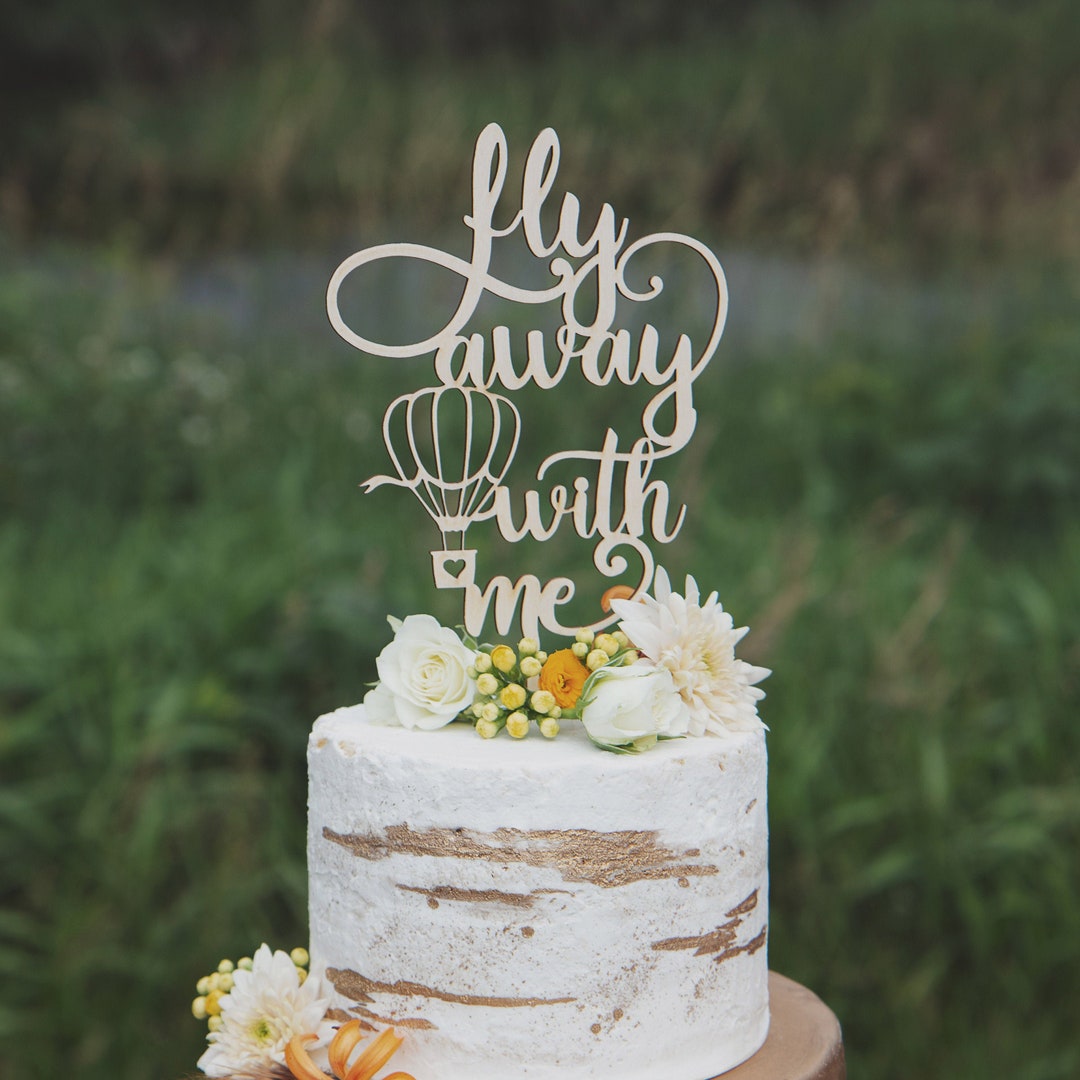 Hot Air Balloon Travel Cake Topper, Fly Away With Me, Travel Wedding ...
