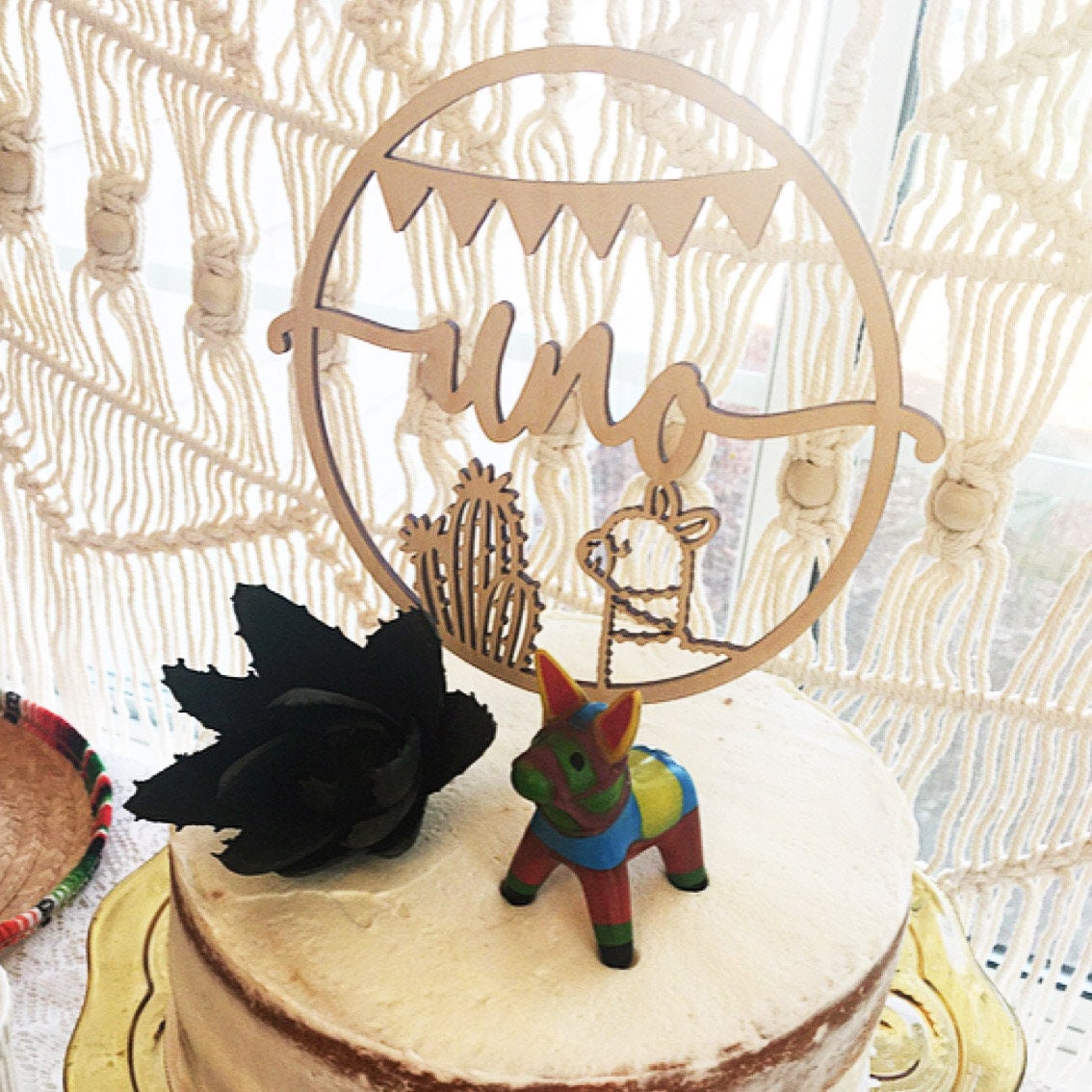 Uno Cake Topper Llama Cake Topper Fiesta Party Decorations | Etsy