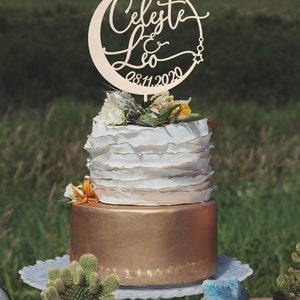 Custom celestial wedding cake topper Starry night cake | Etsy