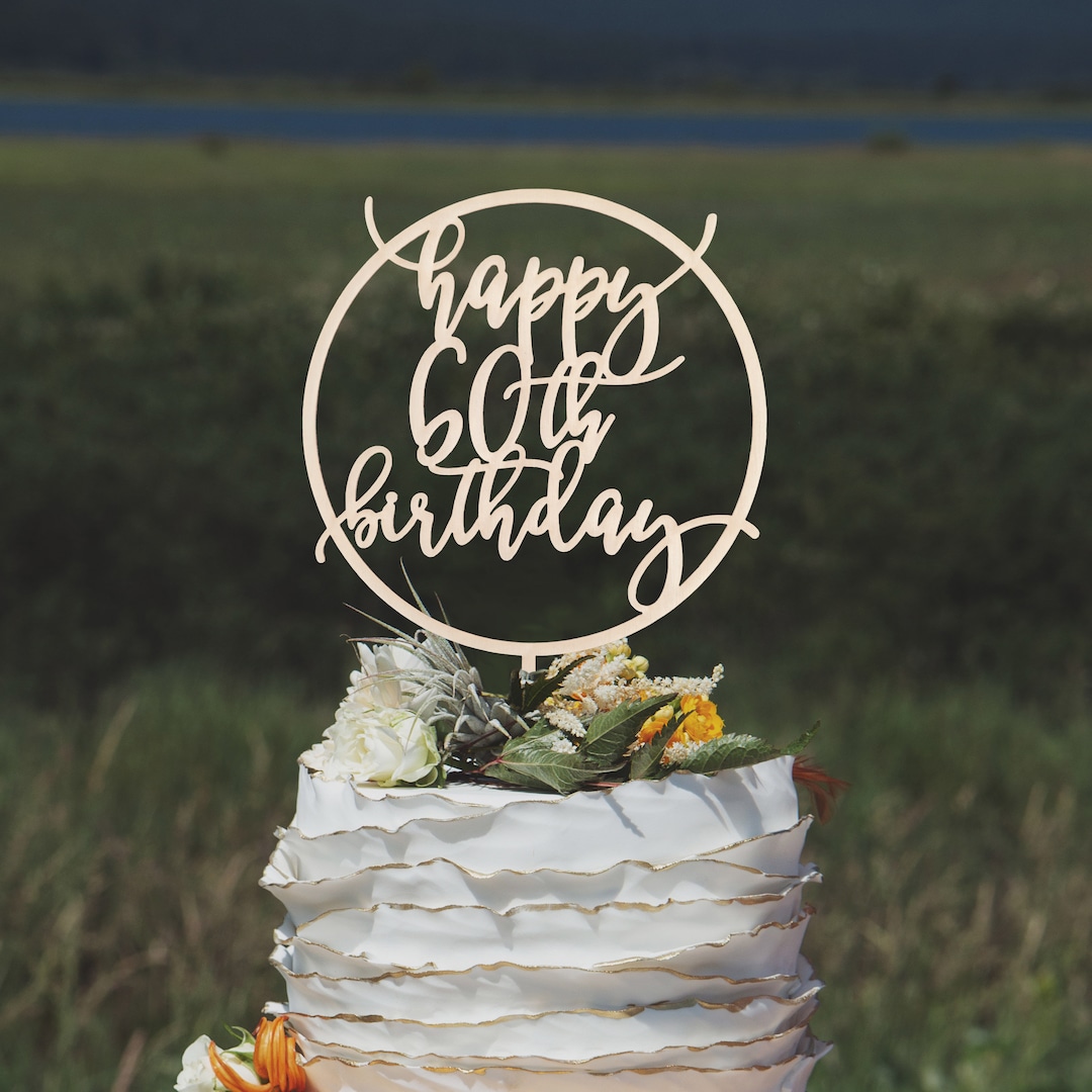 Elegant 60th Birthday Cake Topper for Women and Men, Unique Party ...