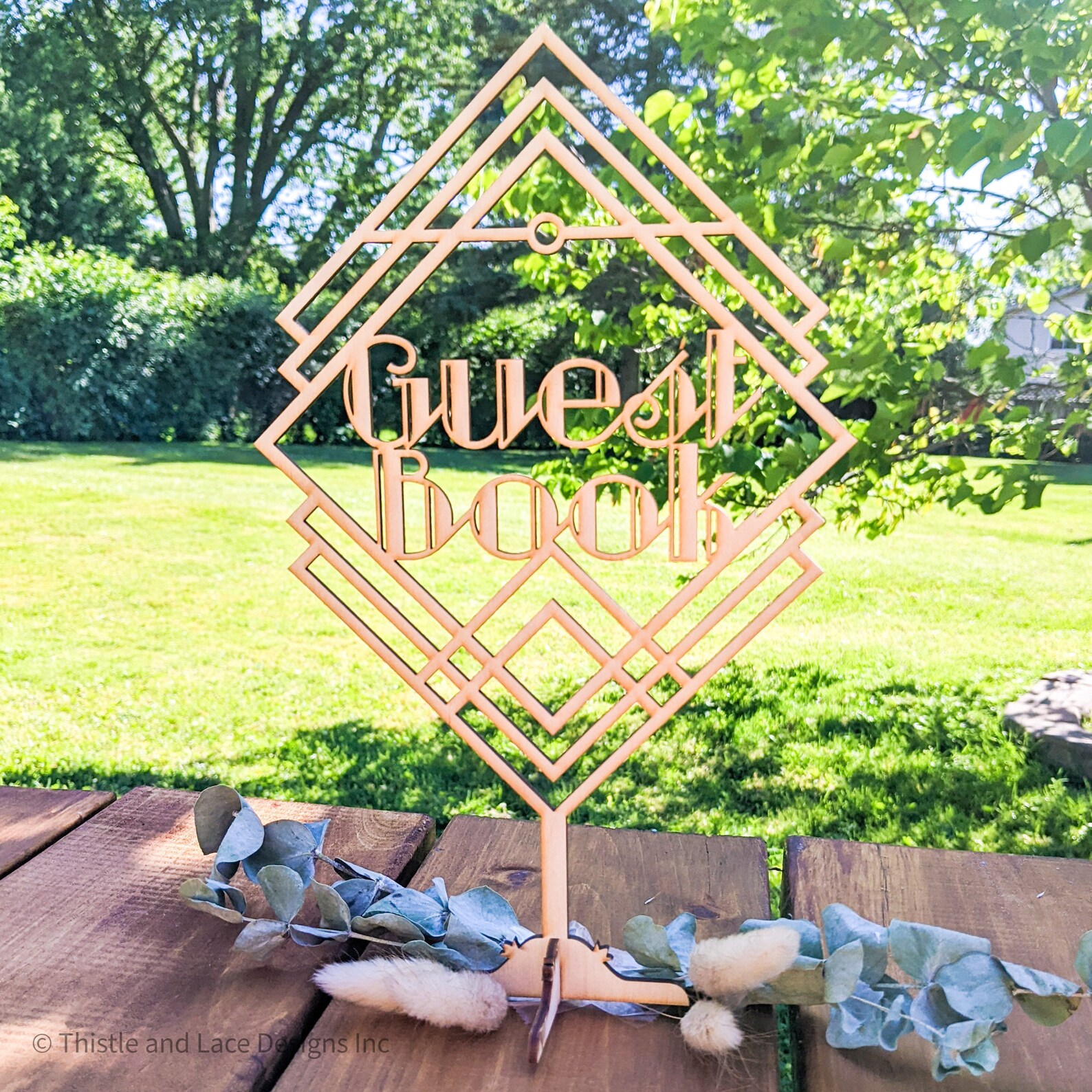 Wooden Guest Book Sign Wedding Guest Book Sign Art Deco - Etsy
