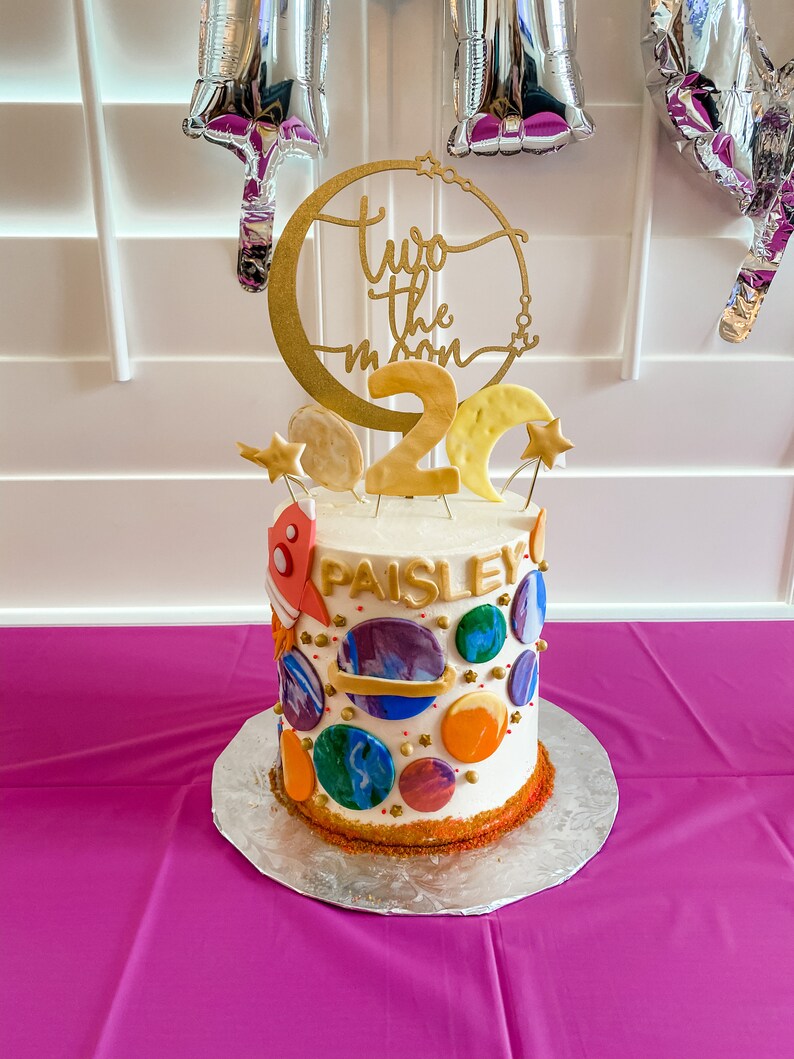 Two the Moon Cake Topper Second Birthday Cake Topper 2nd - Etsy