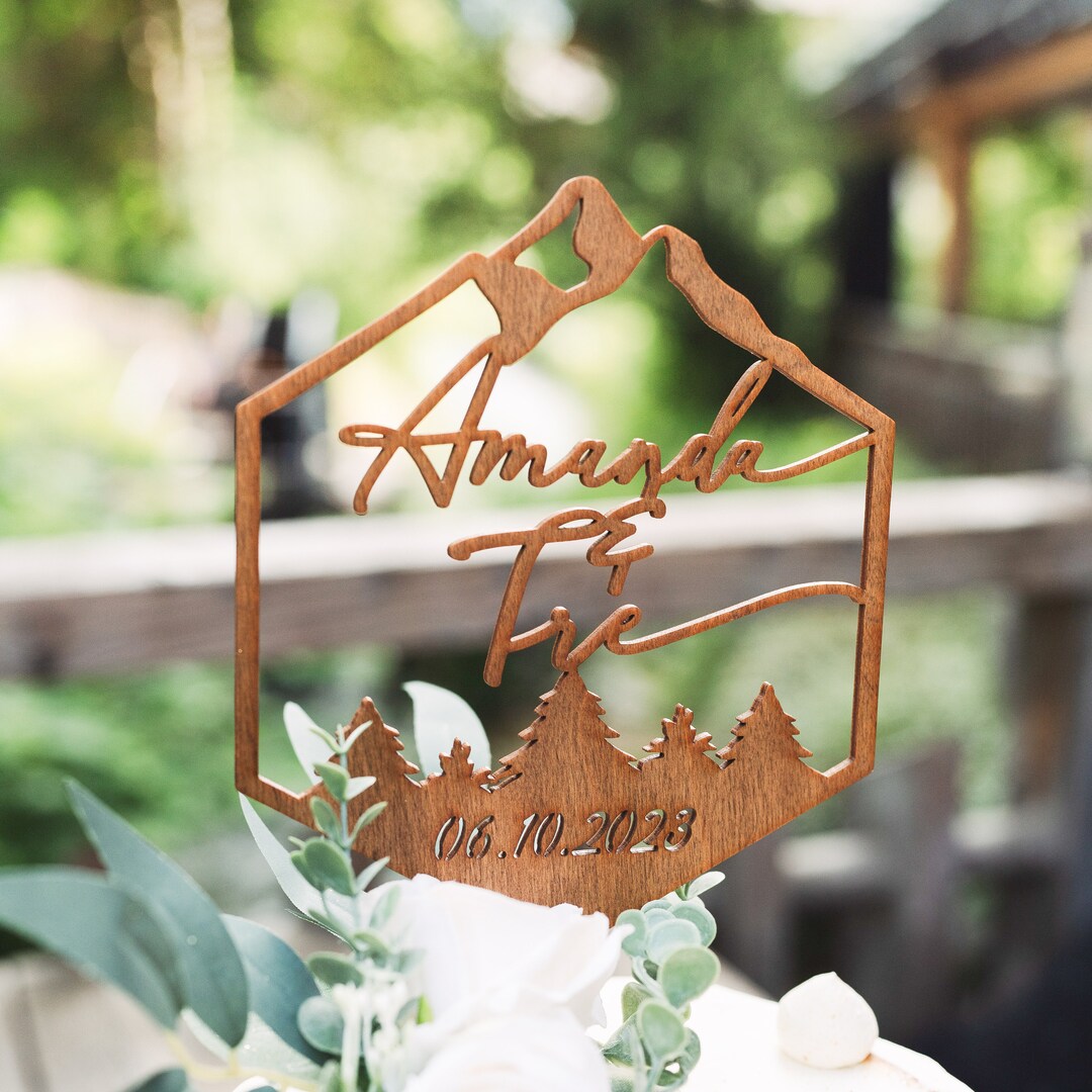 Custom Mountain Wedding Cake Topper, Unique Wedding Cake Topper, Travel ...