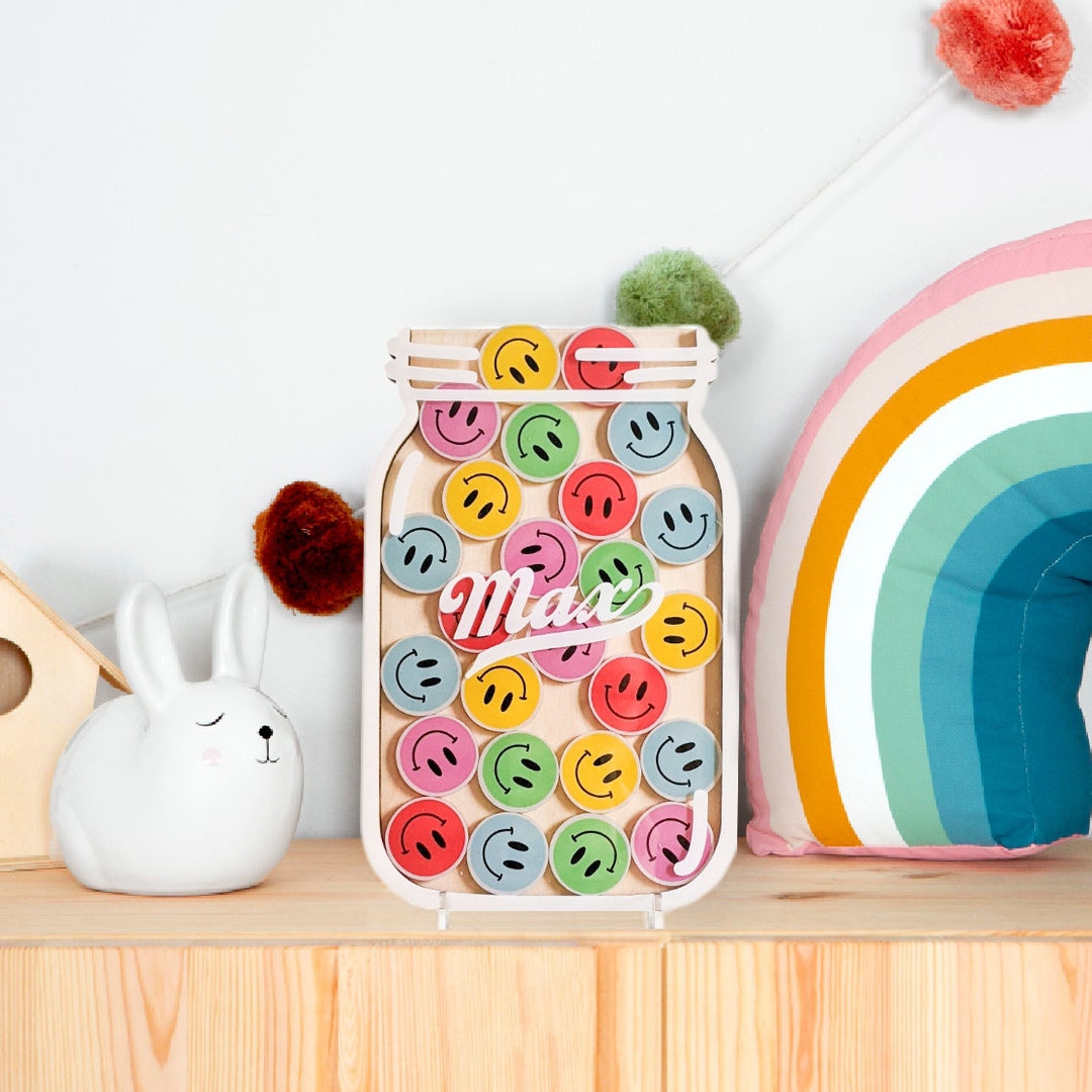 Smiley Face Jar Reward Jar Tokens, Personalized Reward Jar, Reward ...