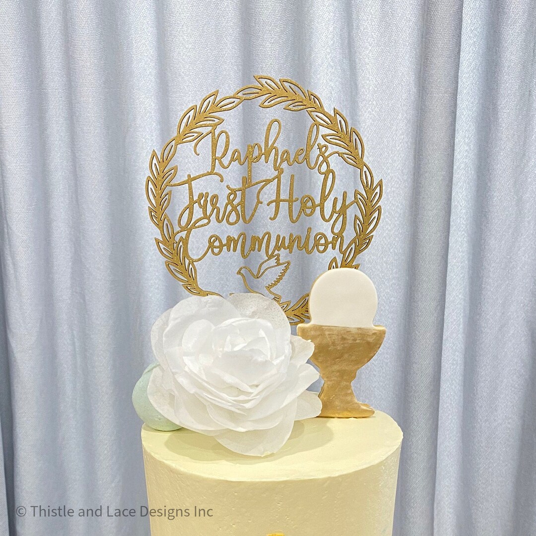 First Communion Cake Topper, First Holy Communion, Rustic Cake Topper ...