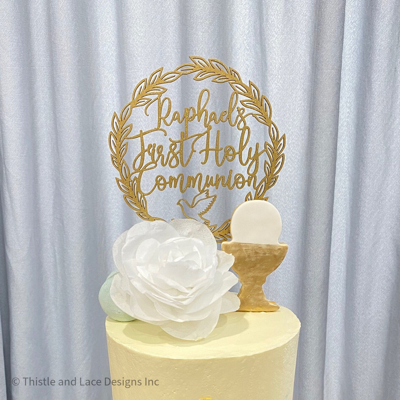 First Communion Cake Topper First Holy Communion Rustic Cake | Etsy