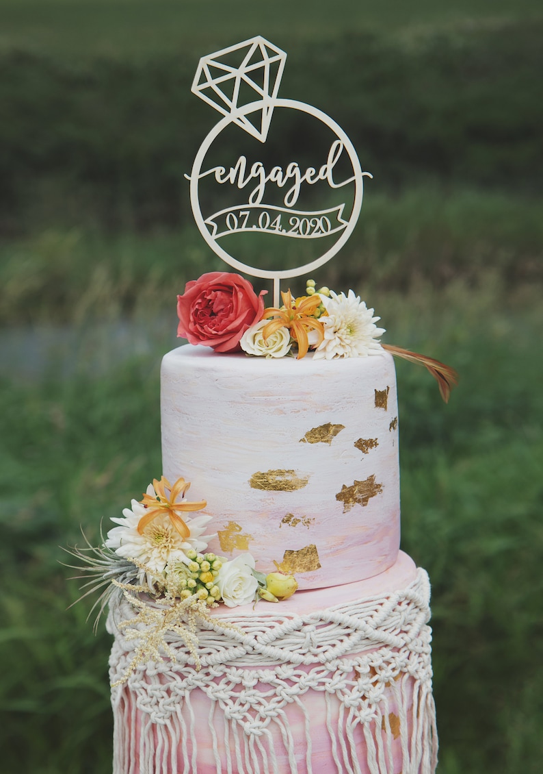 Engaged Cake Topper Engagement Cake Topper Engagement Party - Etsy