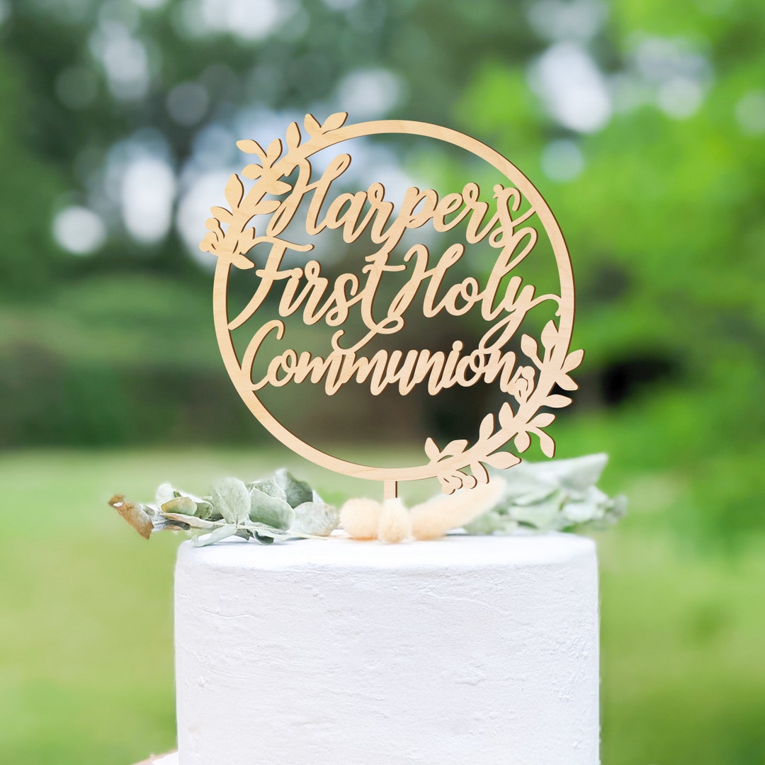 First Holy Communion Cake Topper, First Communion Cake Topper, Rustic ...