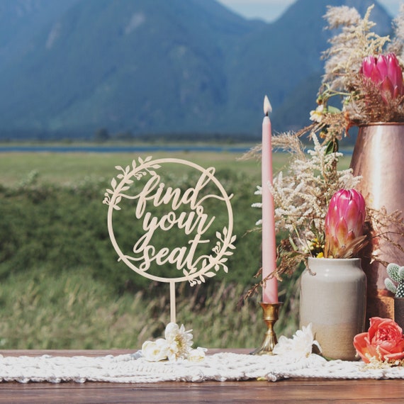 Find Your Seat Sign Rustic Table Sign Wedding Table Sign | Etsy