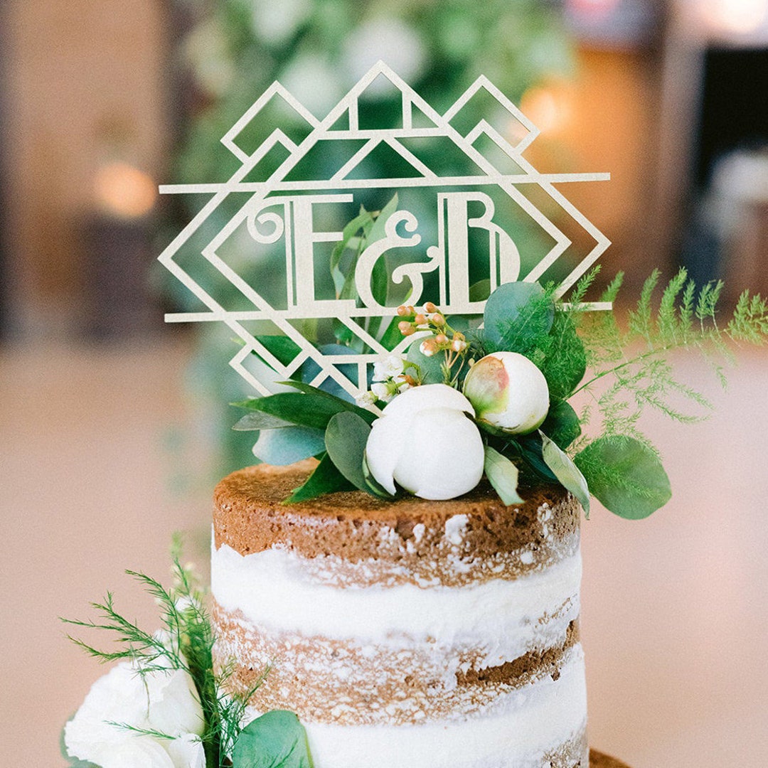 Art Deco Cake Topper, Monogram Cake Topper, Vintage Wedding Cake Topper ...
