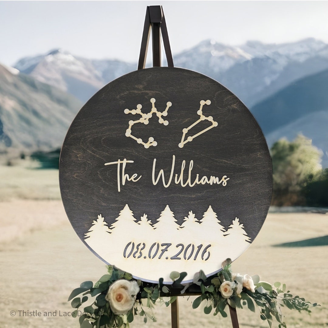 Wedding Welcome Sign, Wedding Sign, Celestial Wedding Decor, Rustic ...