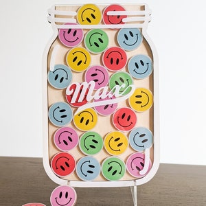 Smiley Face Jar Reward Jar Tokens, Personalized Reward Jar, Reward ...