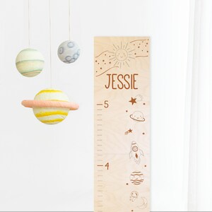 Space Growth Chart, Personalized Wall Height Chart for Kids, Wooden ...