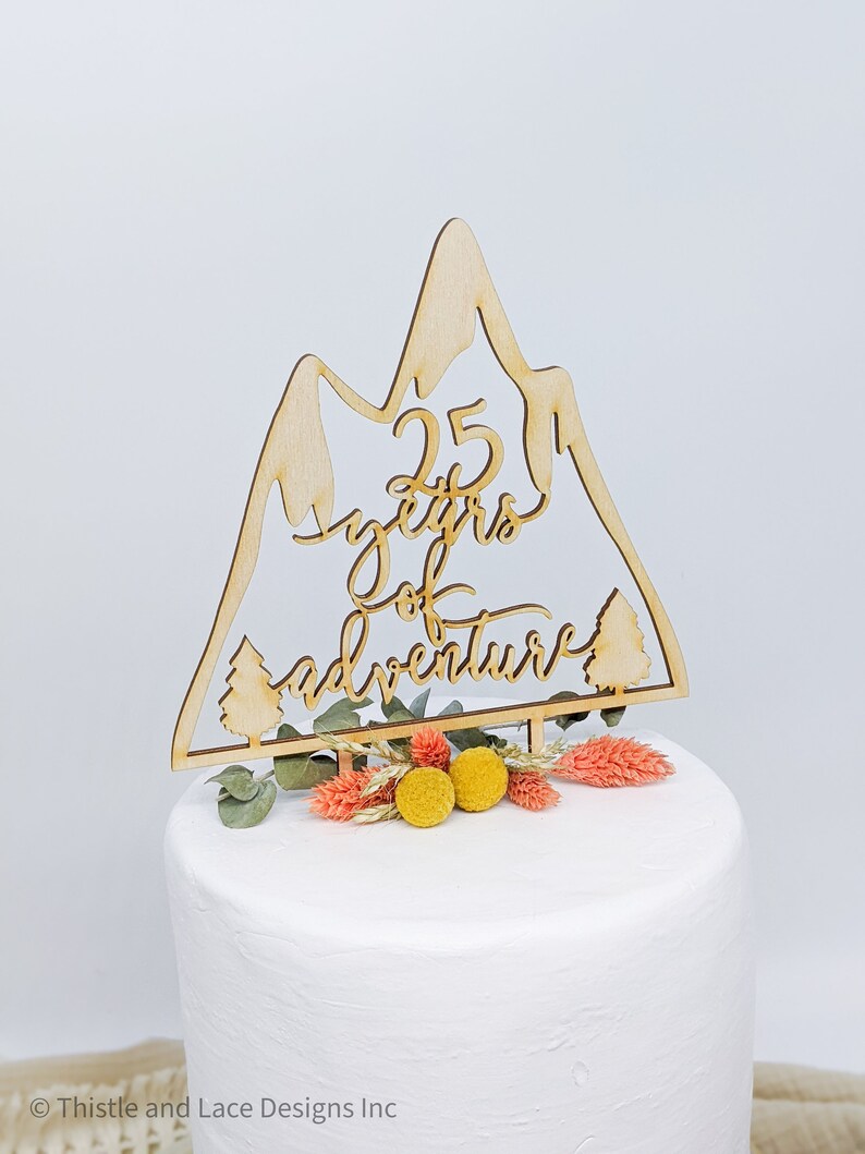25th Anniversary Cake Topper 25 Years of Adventure Wedding - Etsy