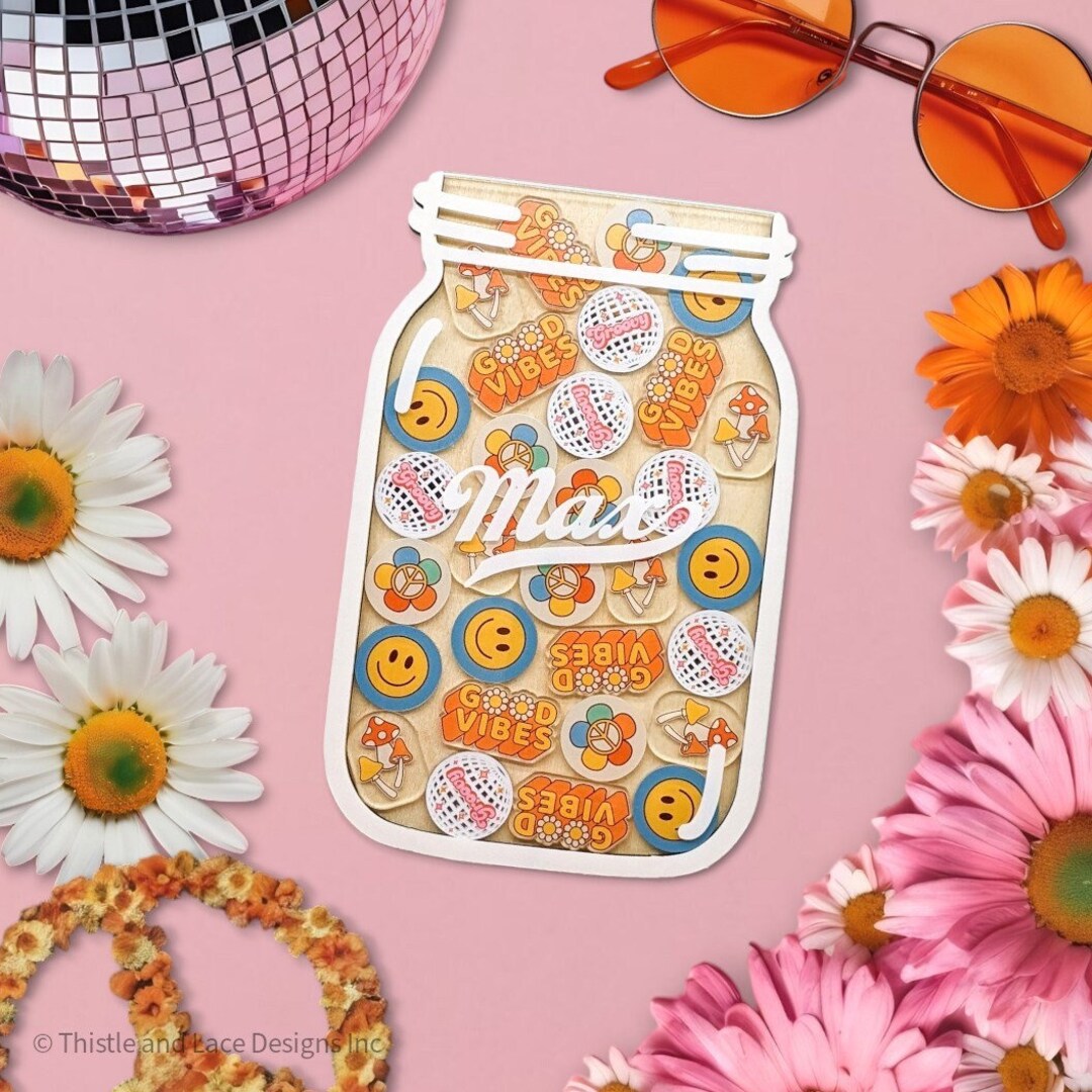 Groovy Retro Reward Jar Tokens, Personalized Reward Jar, Reward System ...