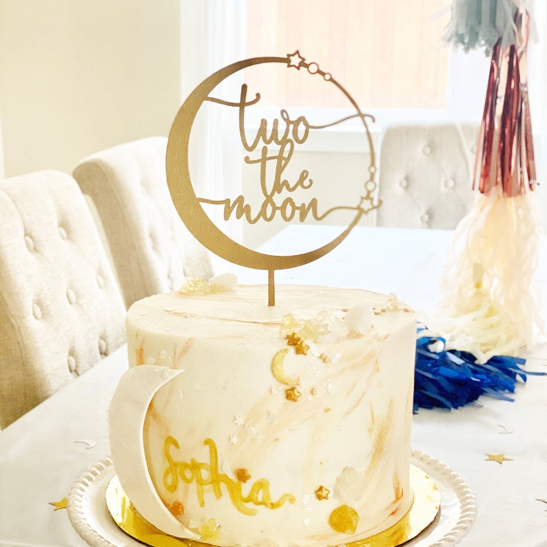 Two the Moon Cake Topper Second Birthday Cake Topper 2nd - Etsy