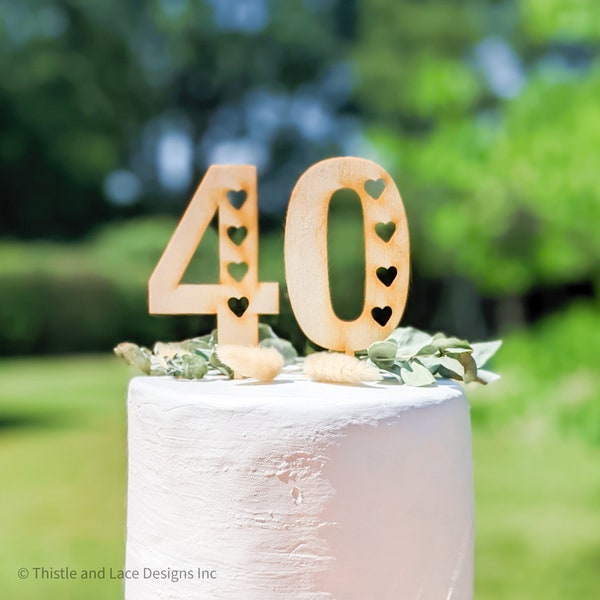 Wooden 40th Birthday Cake Topper - Etsy