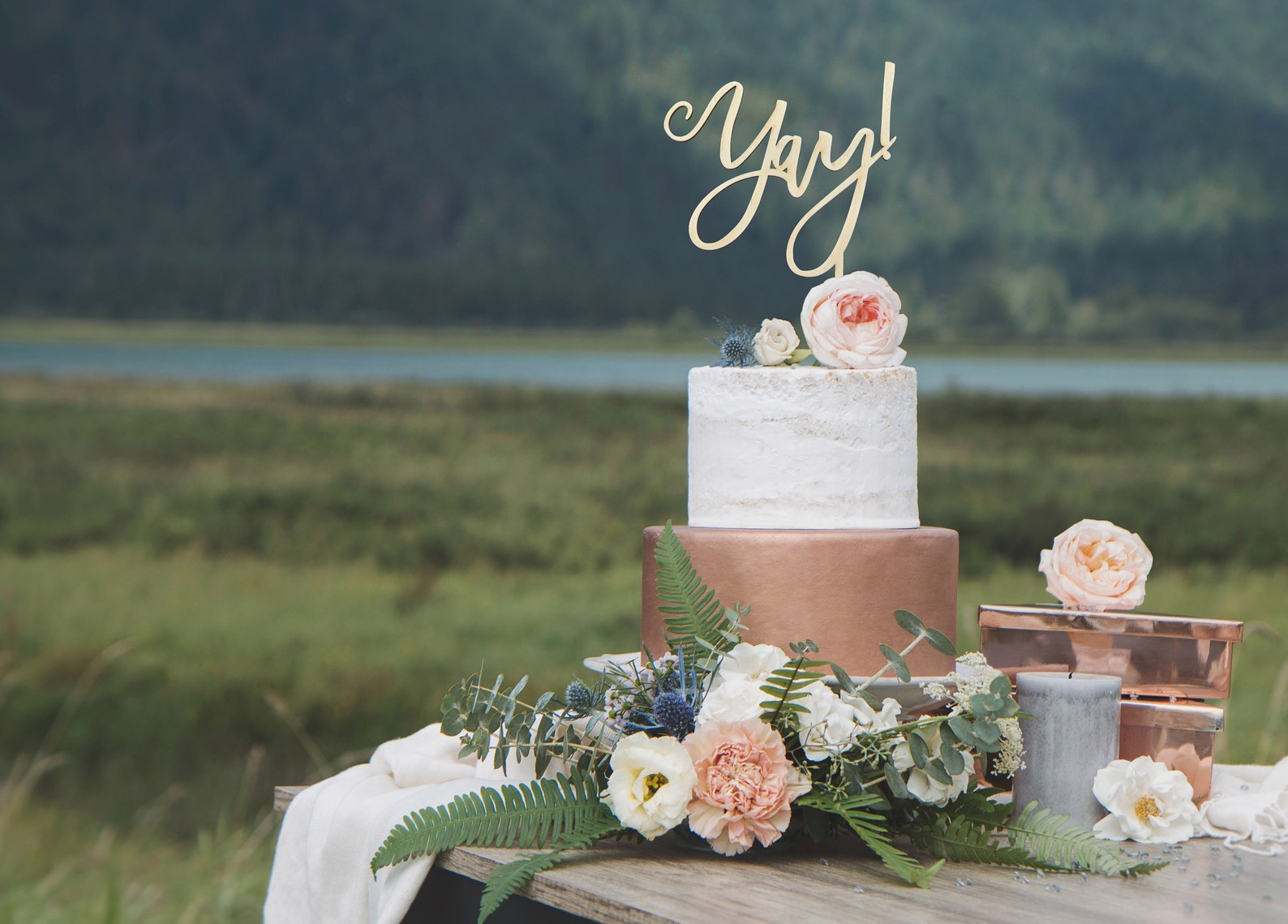 Yay Wedding Cake Topper Gold Wedding Cake Topper Bridal | Etsy