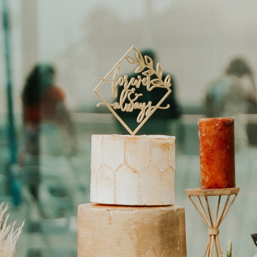 Forever and Always Cake Topper, Rustic Wedding Cake Topper, Diamond ...