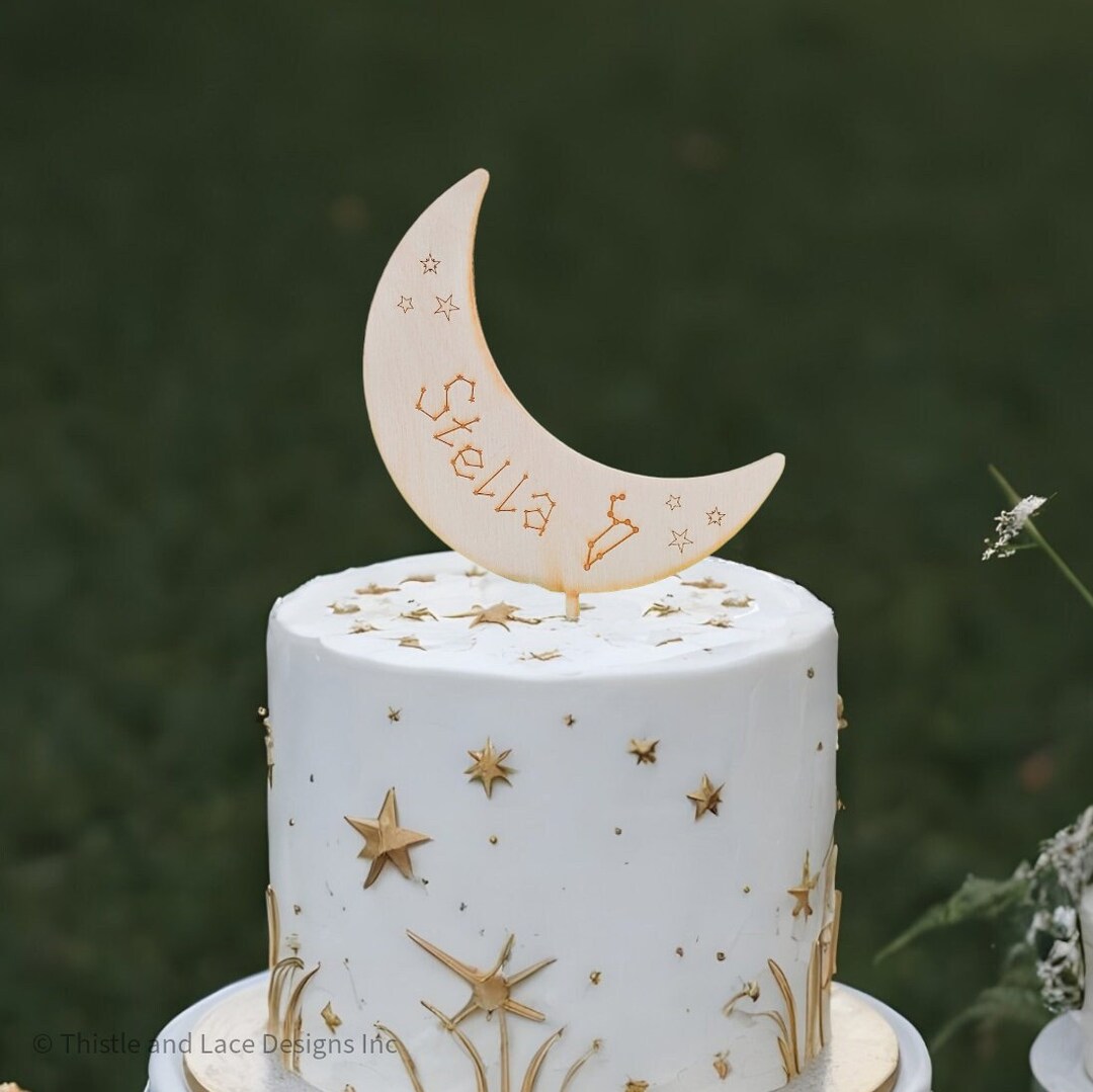 Moon Birthday Cake Topper, Celestial Cake Topper, Space Birthday Party ...