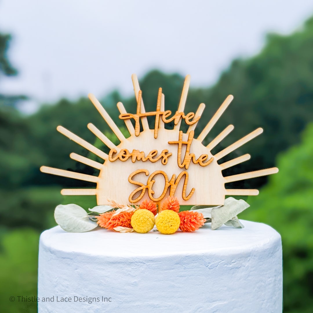 Here Comes the Son Cake Topper, Here Comes the Sun Cake Topper, Baby Shower Cake Topper, Oh Baby ...