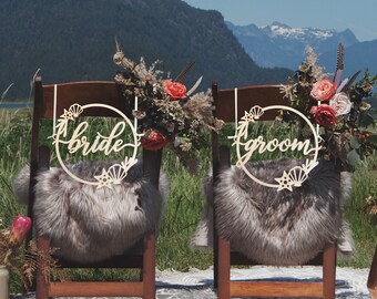 Bride and Groom Chair Signs | Etsy