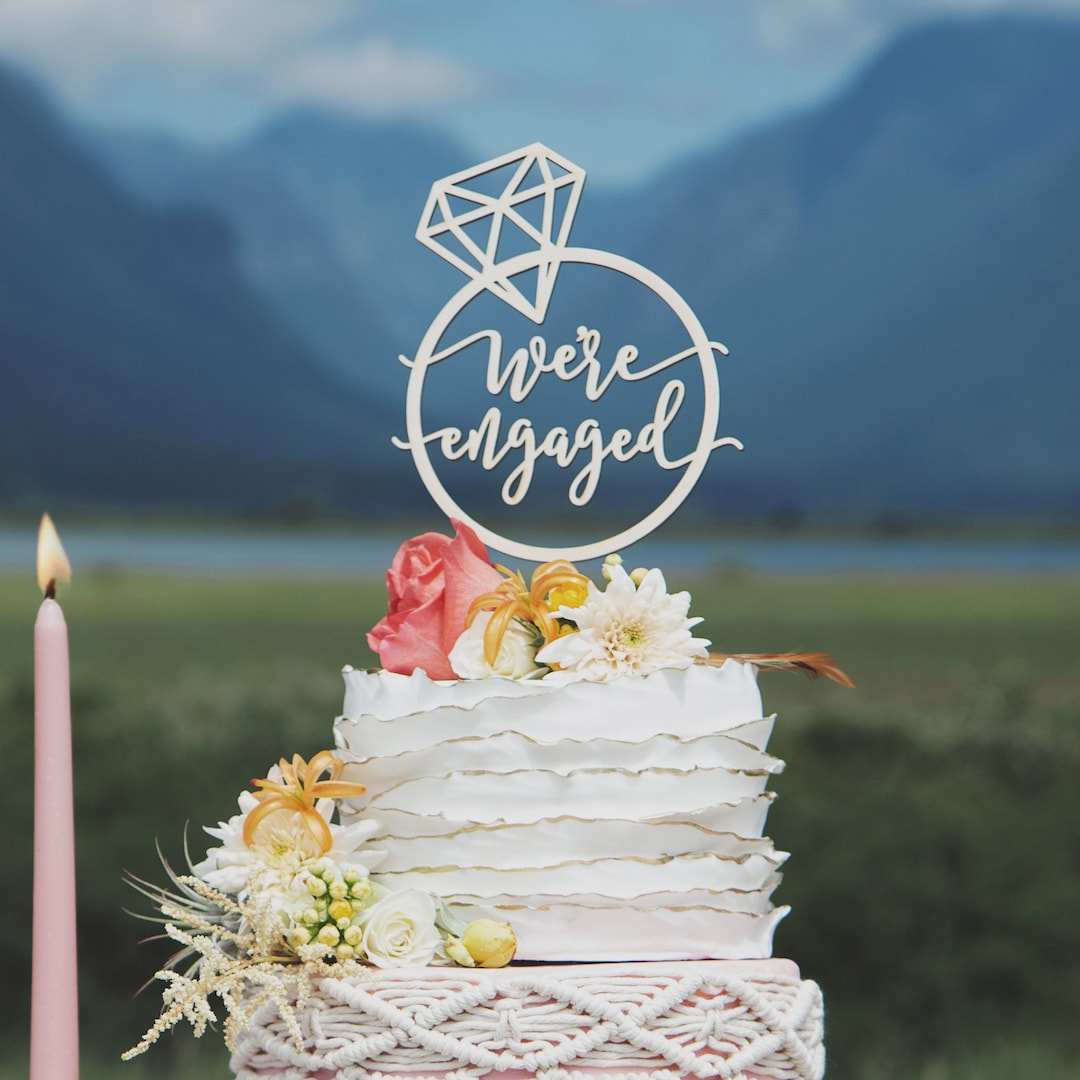 We're Engaged Cake Topper, Engagement Cake Topper, Engagement Party ...