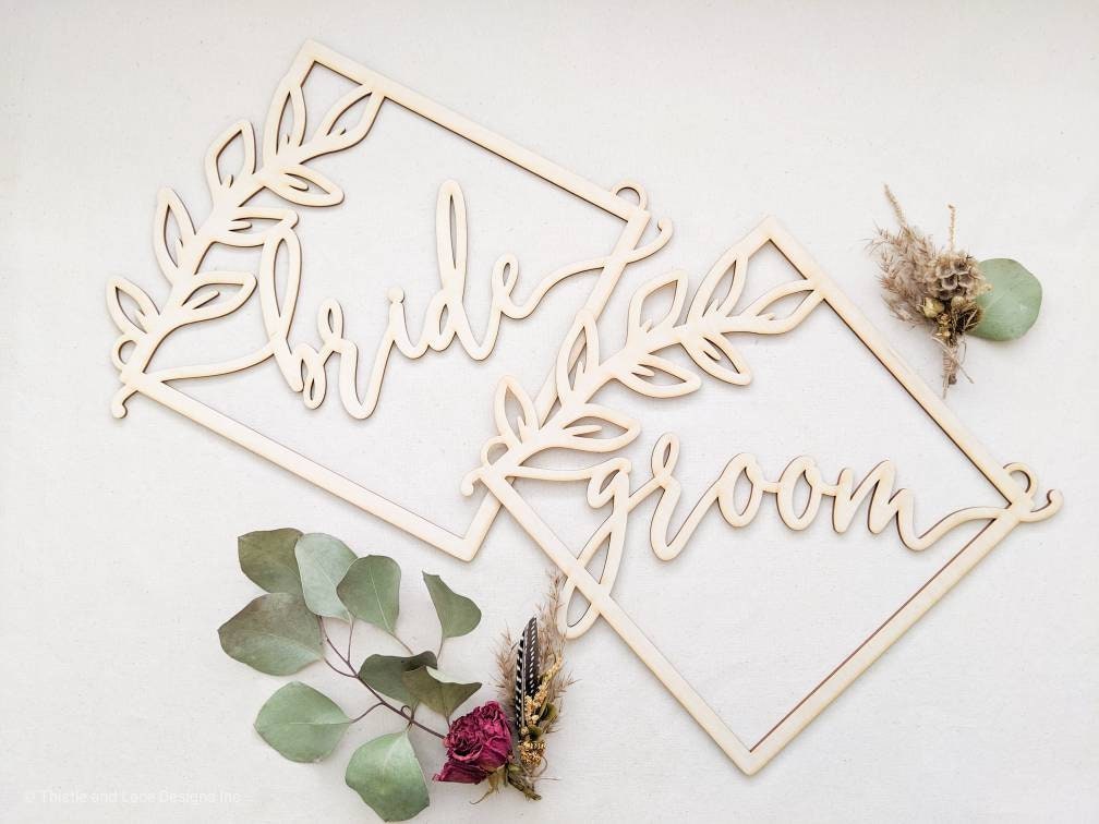 Diamond Bride and Groom Chair Sign Wedding Chair Signs Wood | Etsy