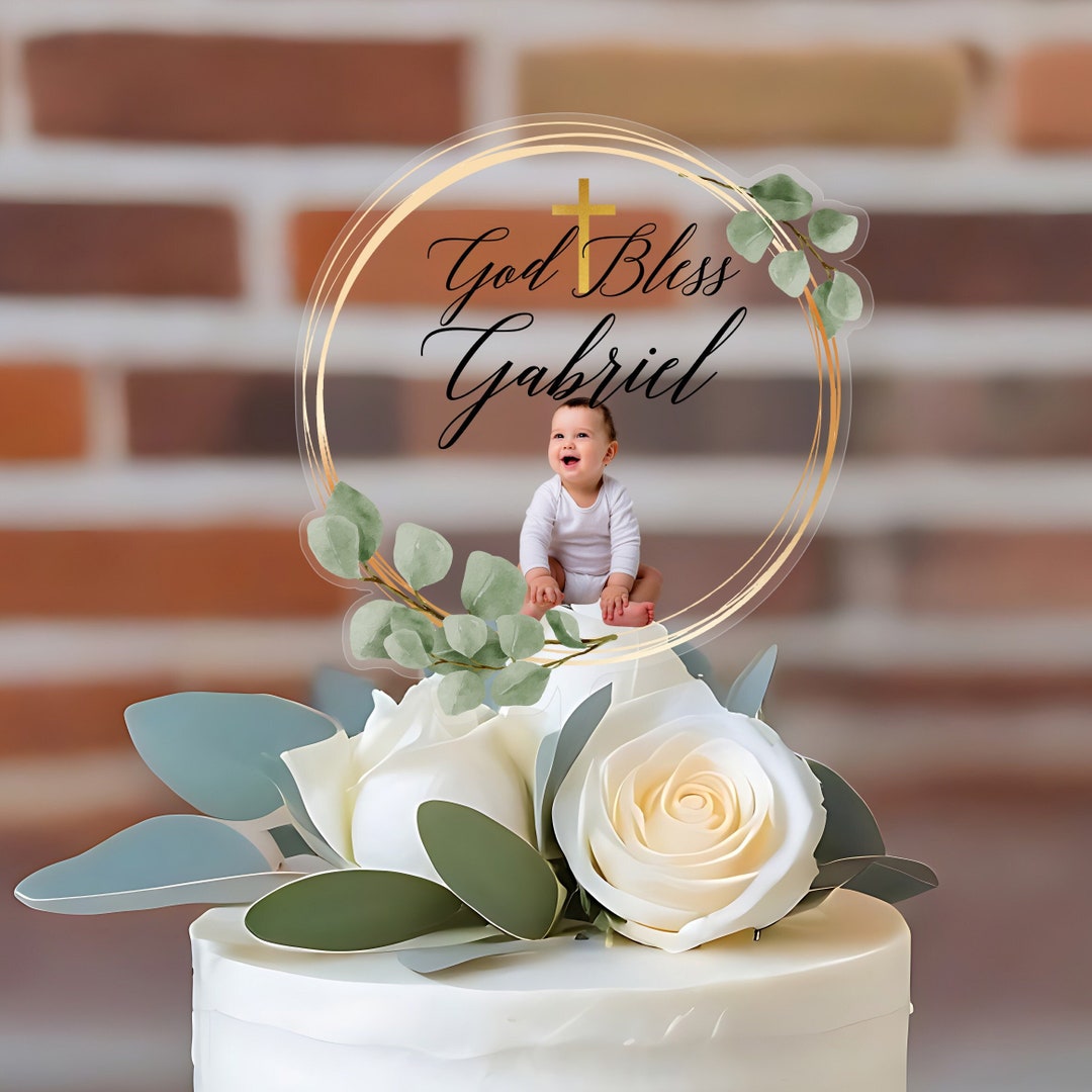 Baptism Cake Topper, God Bless Cake Topper, Baptism Decorations ...