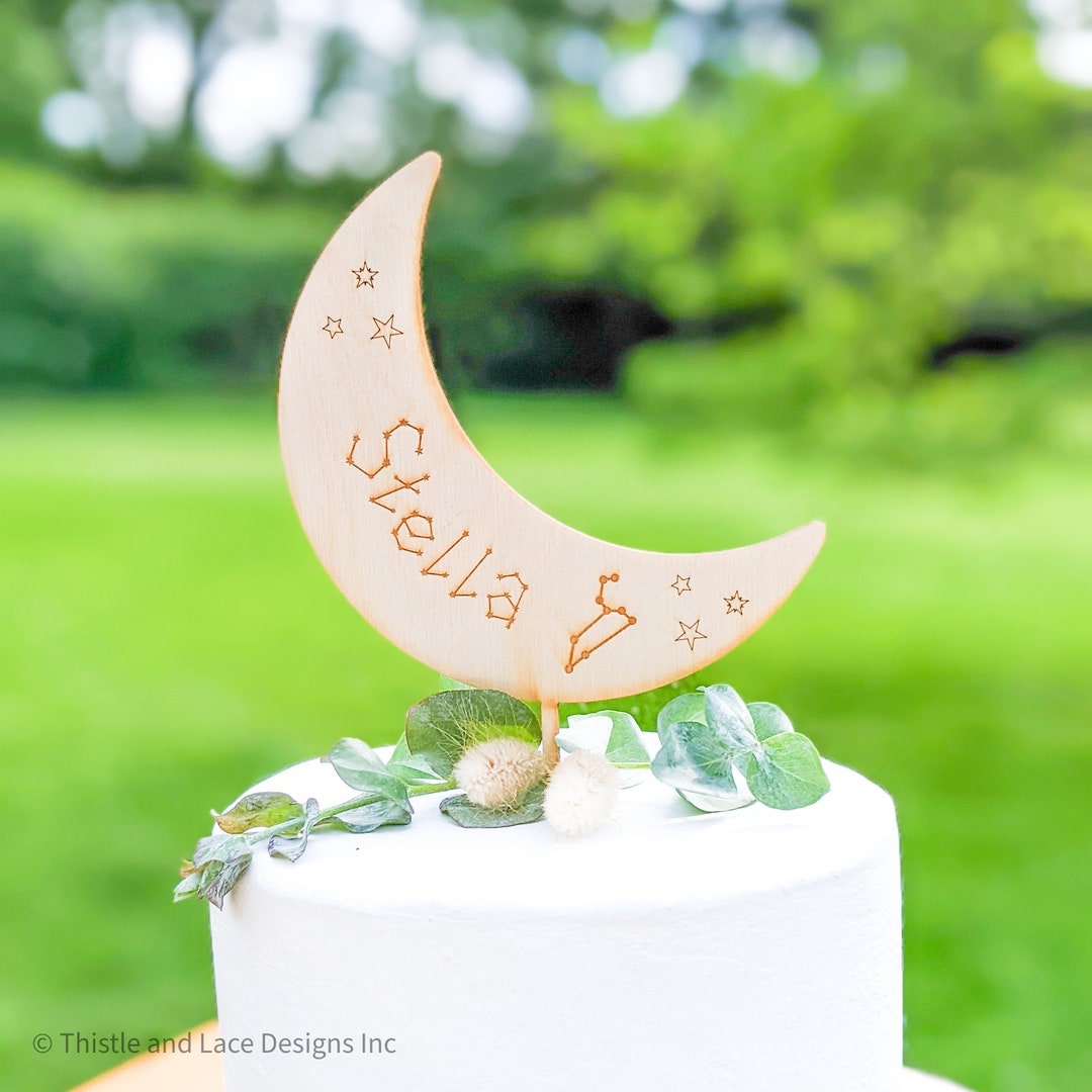 Moon Birthday Cake Topper Celestial Cake Topper Space - Etsy