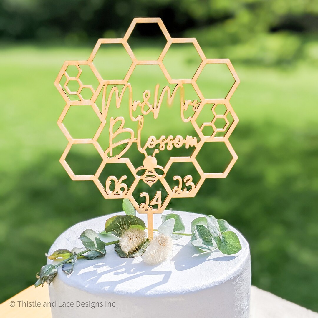 Bee Wedding Cake Topper, Custom Cake Topper, Unique Cake Topper, Rustic ...