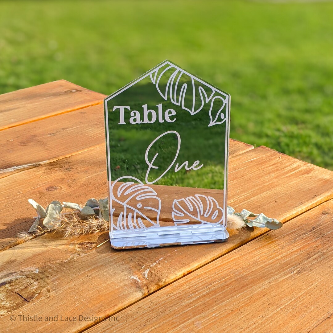 Acrylic Table Numbers, Tropical Table Numbers, Monstera Table Number ...