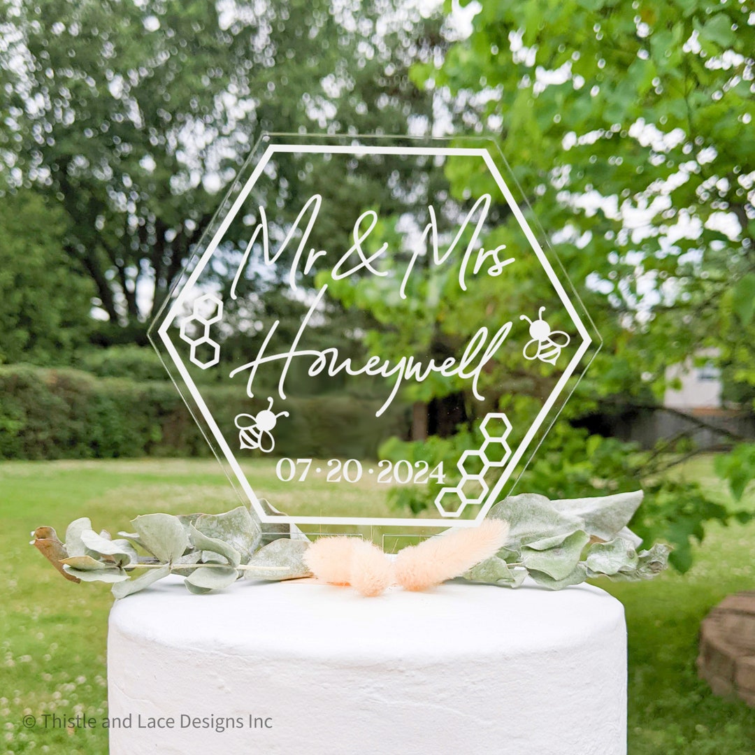 Bee Wedding Cake Topper, Custom Acrylic Wedding Cake Topper, Unique ...