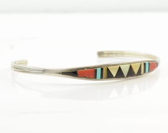 Vintage Troy Natachu Inlay Cuff Bracelet, Southwest Jewelry, Zuni ...
