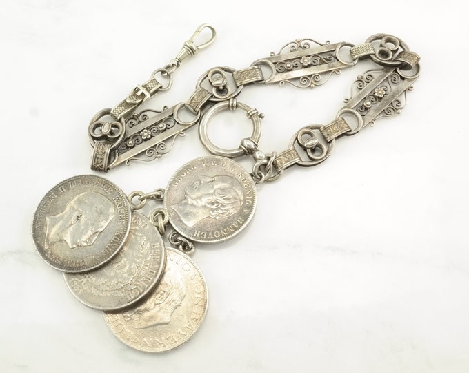 Vintage Sterling Silver Coin Watch Fob W/ German Deutch Marks 1831-1914 ...