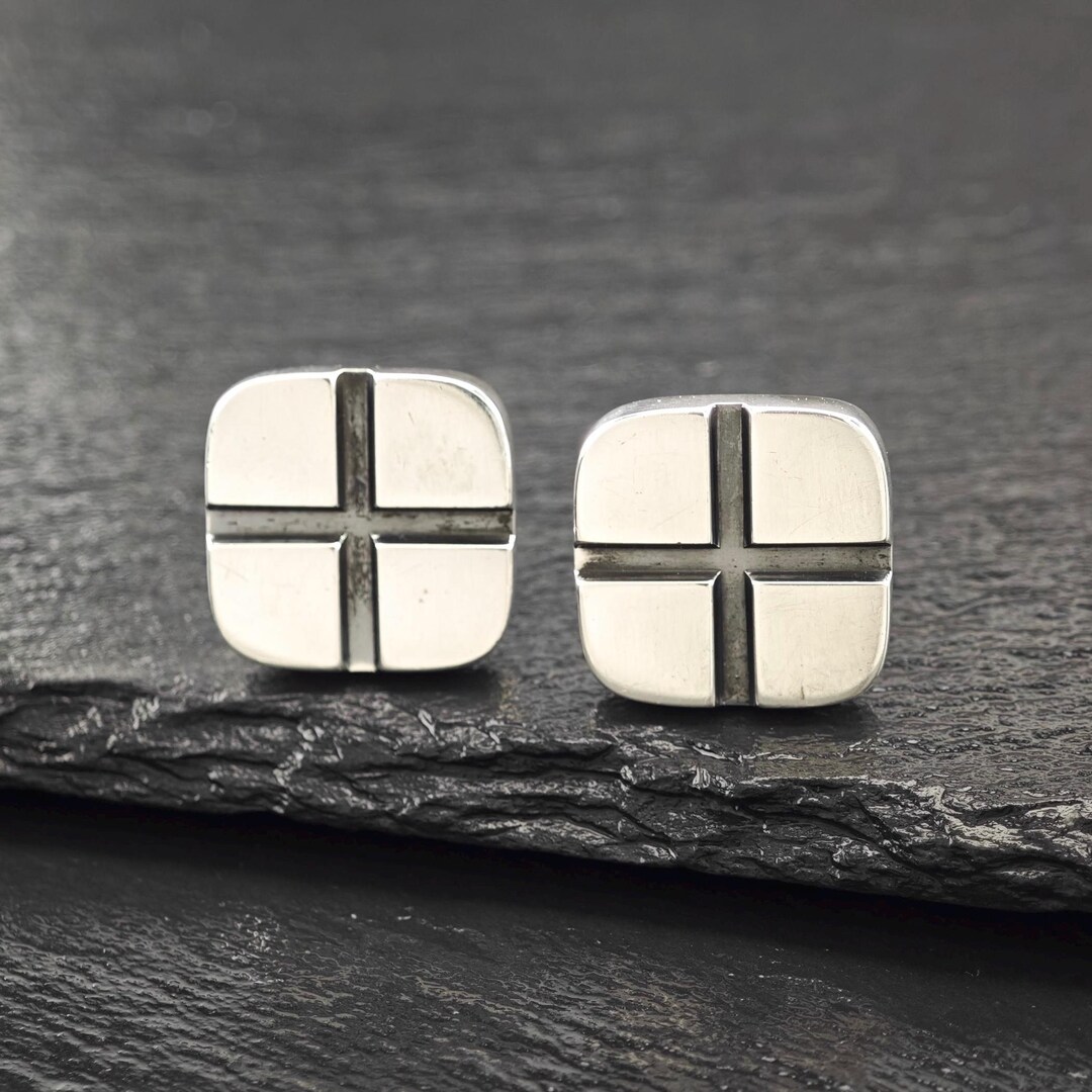 Denmark Cross Overlay, Hans Hansen Square Cufflinks Sterling Silver - Etsy